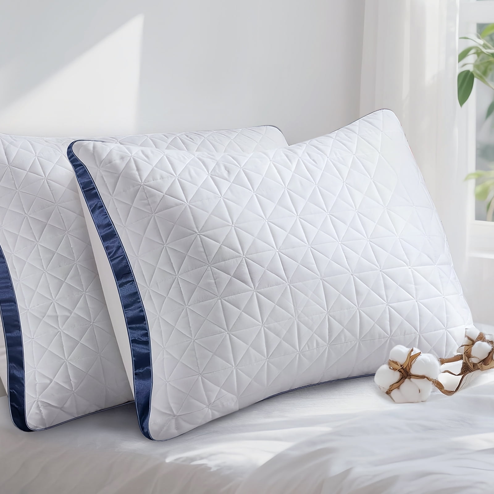 Teler Queen Size Pillows Set of 2, Premium Down Alternative Pillows ...