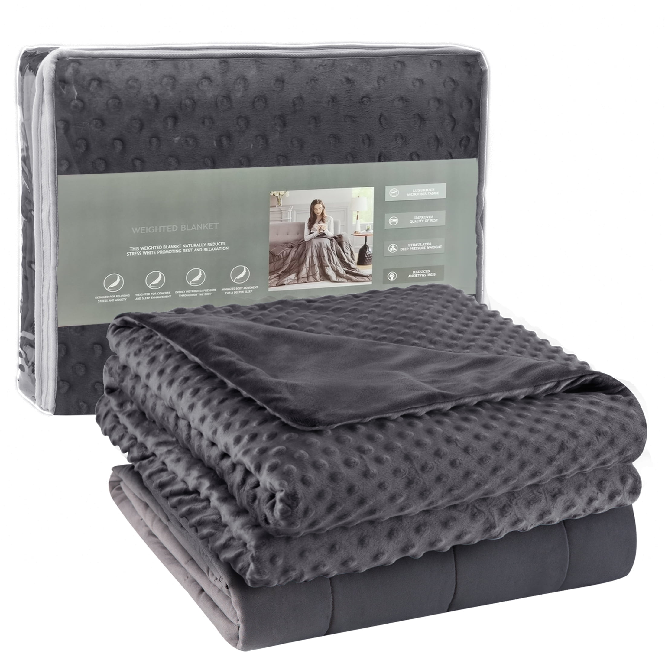Teler Weighted Blanket 60"*80",15 lbs Queen Size, Heavy Weighted Blankets for Adult, 1 x Cozy ...