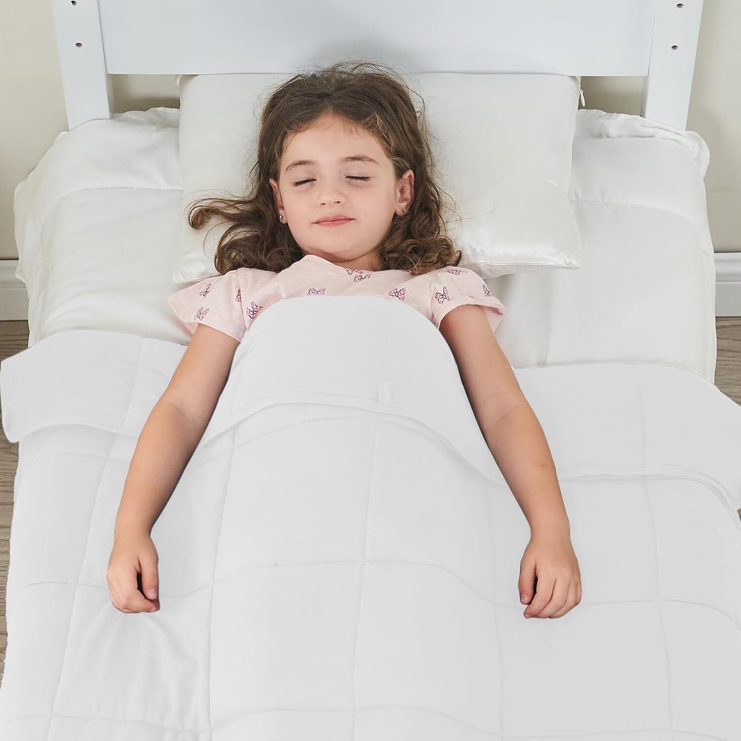 Teler Weighted Blanket for Kid (5lbs 36"x48" Throw Size White) ,Cooling ...