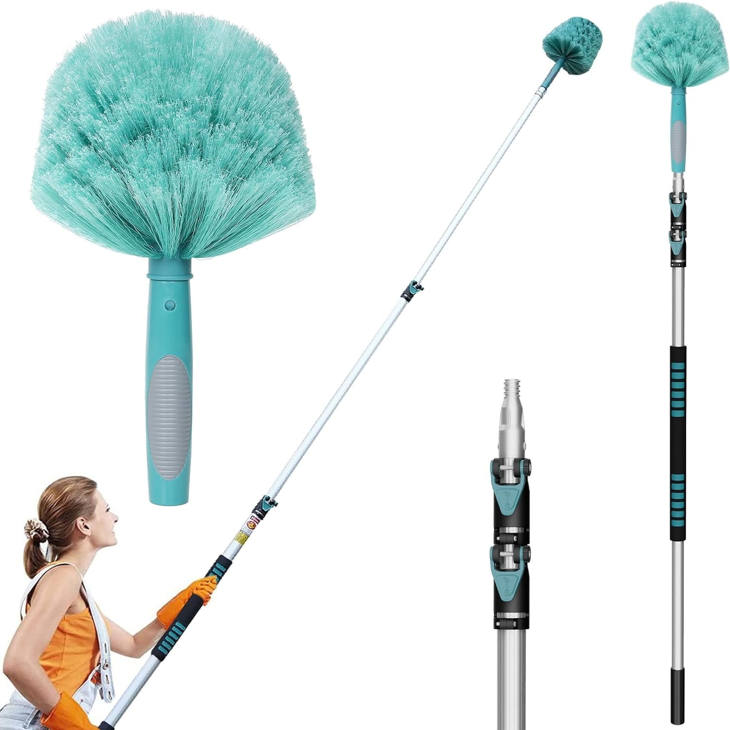 TelesPro 20 Feet High Reach Cobweb Duster with 5-12Ft Extension Pole ...