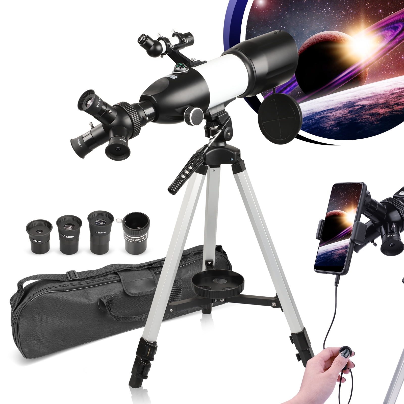 Telescope, 80mm Large Aperture LAKWAR Telescope for Astronomy Beginners ...