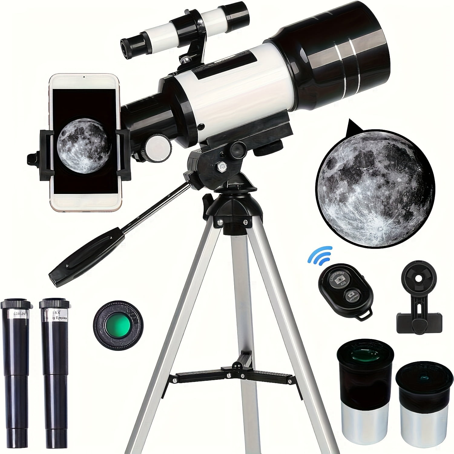 Telescope for Adults, 70mm Aperture (15X-150X) Portable Refractor ...