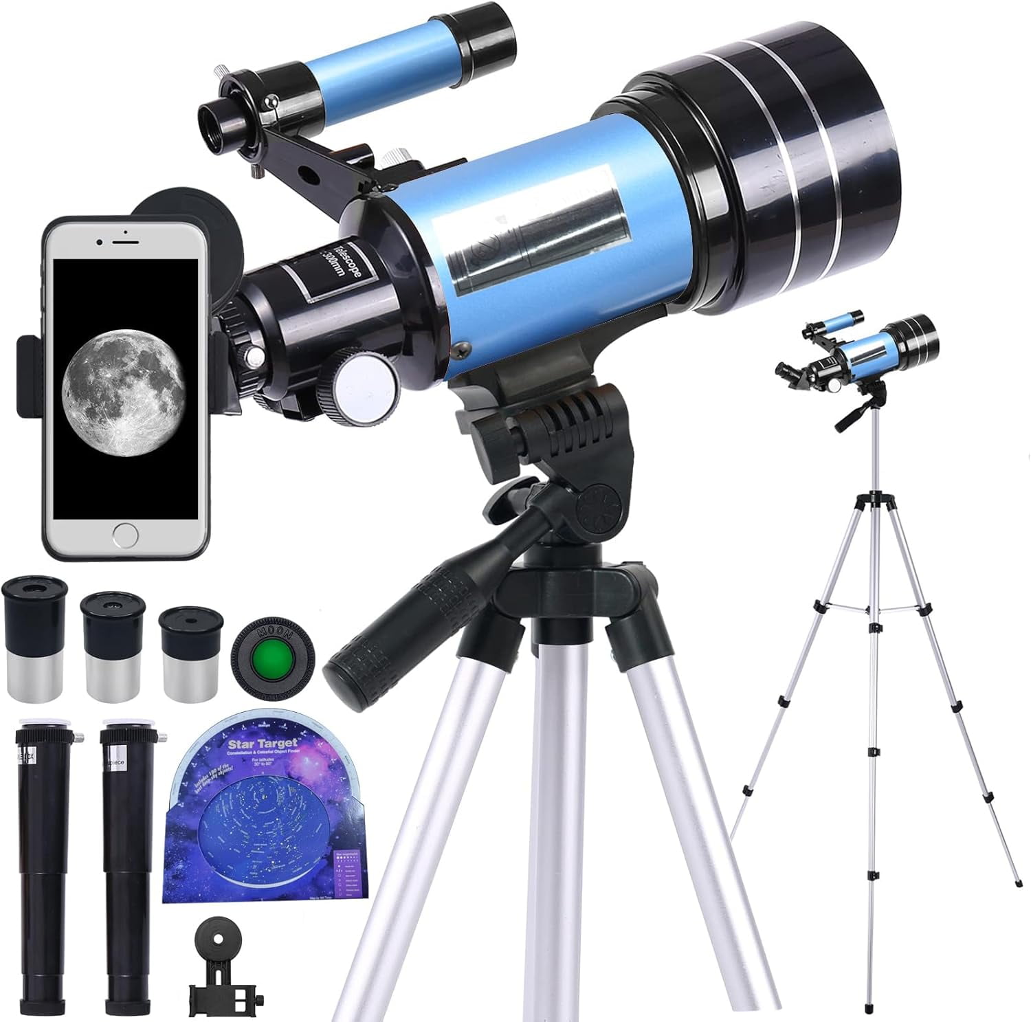 Telescope for Adults & Beginners,70mm Aperture Portable Refractor ...