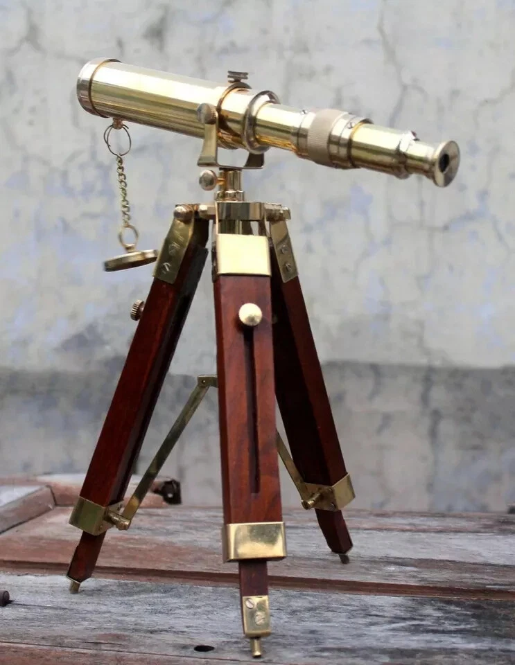 Telescope Solid Brass On Wooden Tripod Nautical Navy Ship Spyglass Scope - Walmart.com