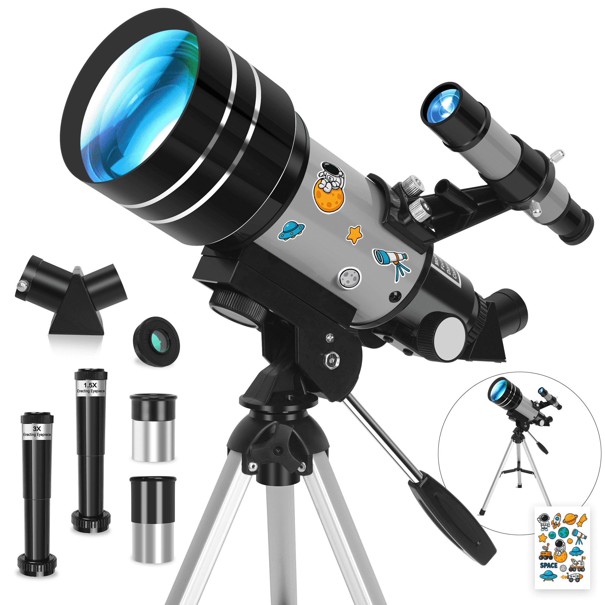 70mm Aperture Refractor Telescope for Kids & Adults, 300mm Astronomy ...