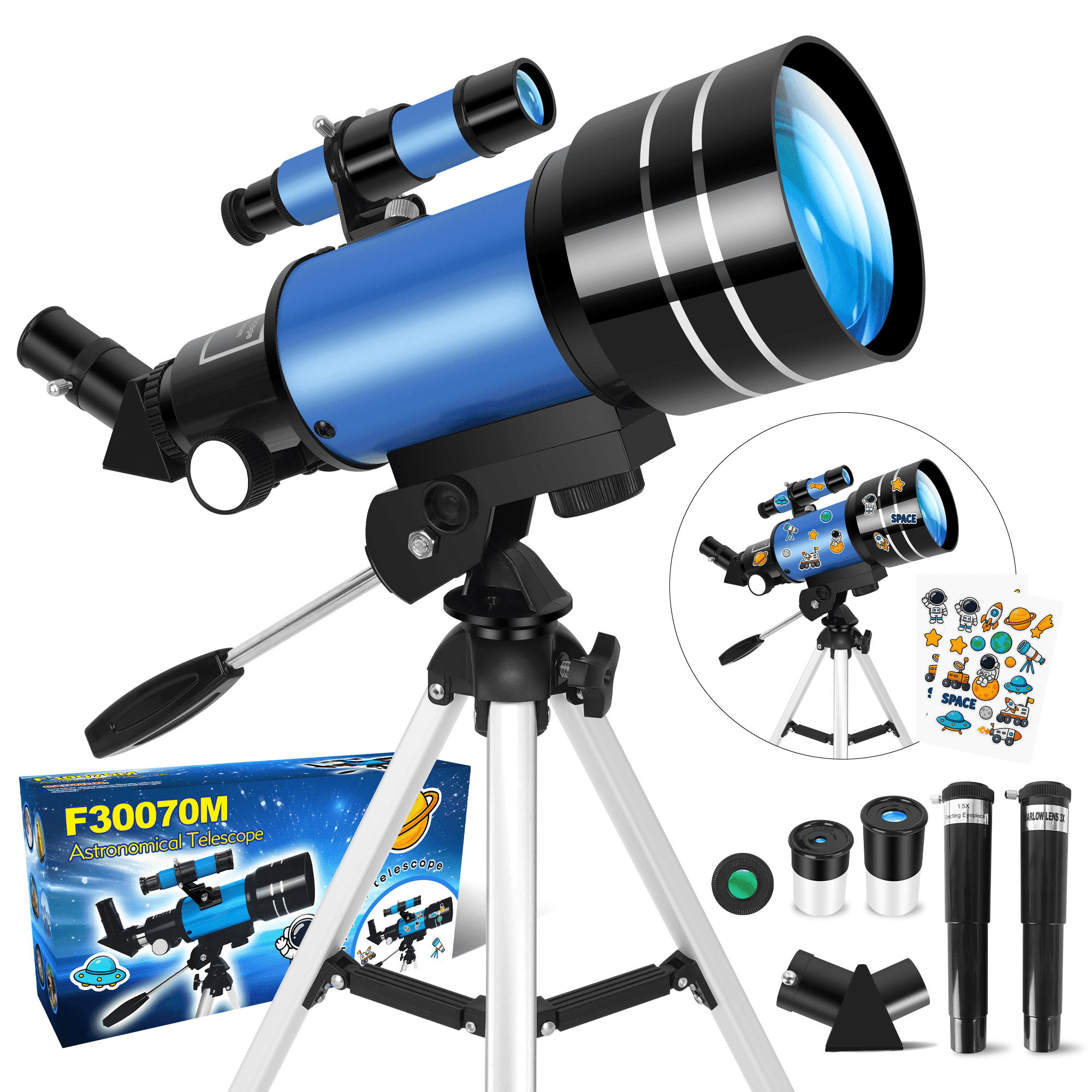 70mm Aperture Refractor Telescope for Kids & Adults, 300mm Astronomy ...