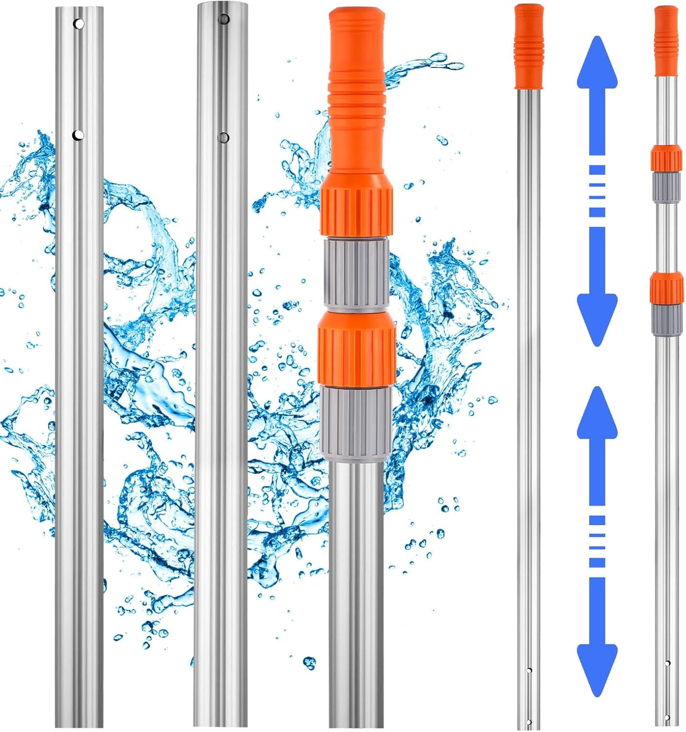 Telescopic Aluminum Pool Pole for Cleaning Telescoping Swimming Pool ...