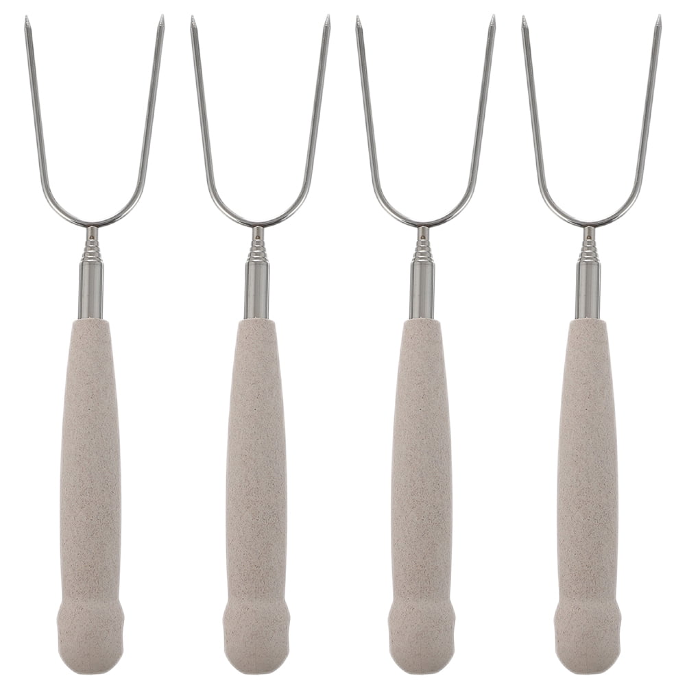 Telescopic Baking Fork 4 Pcs Barbecue Roasting Stick U-shaped BBQ Tool ...