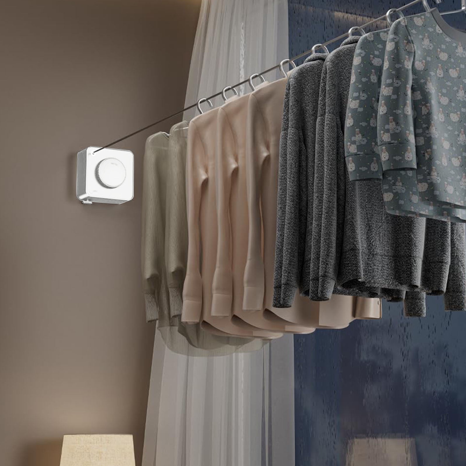 Telescopic Clothesline Indoor and Outdoor,Wall Mounted,Heavy-Duty ...