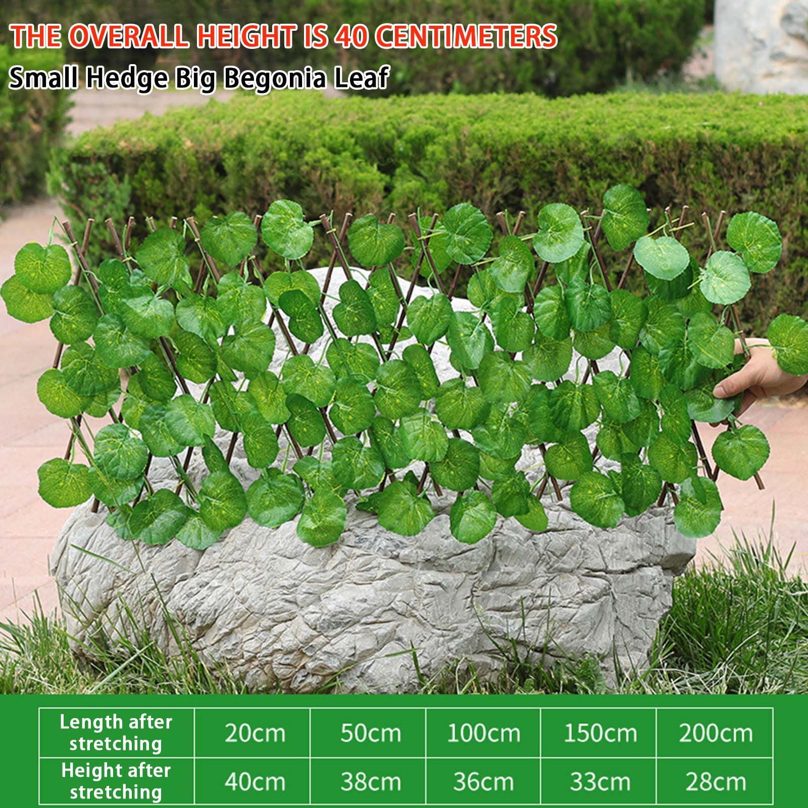 Telescopic Fence with Artificial Green Leaves 200CM Expandable Wooden ...