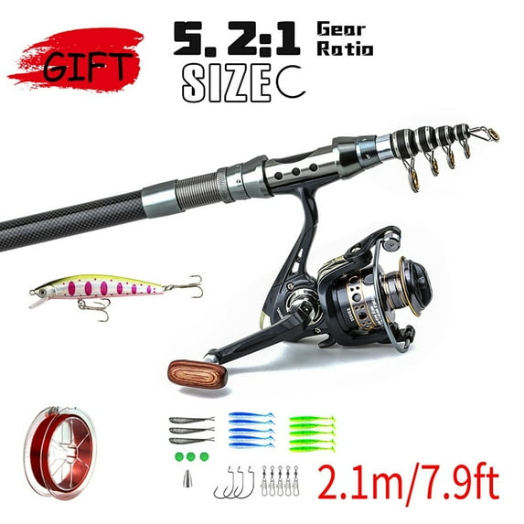 Telescopic Fishing Rod and Reel Combo Set for Trout and Saltwater ...