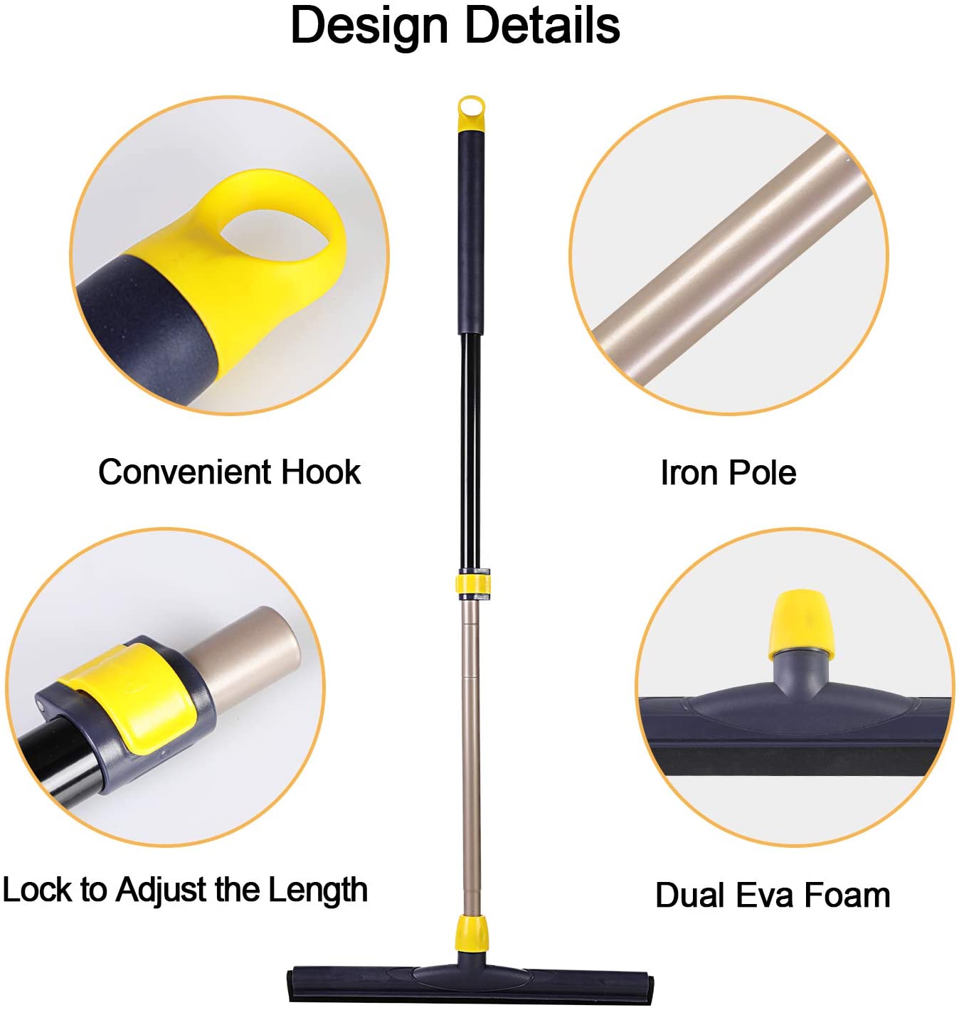 Telescopic Floor Squeegee Scrubber – Adjustable Heavy Duty EVA Foam ...