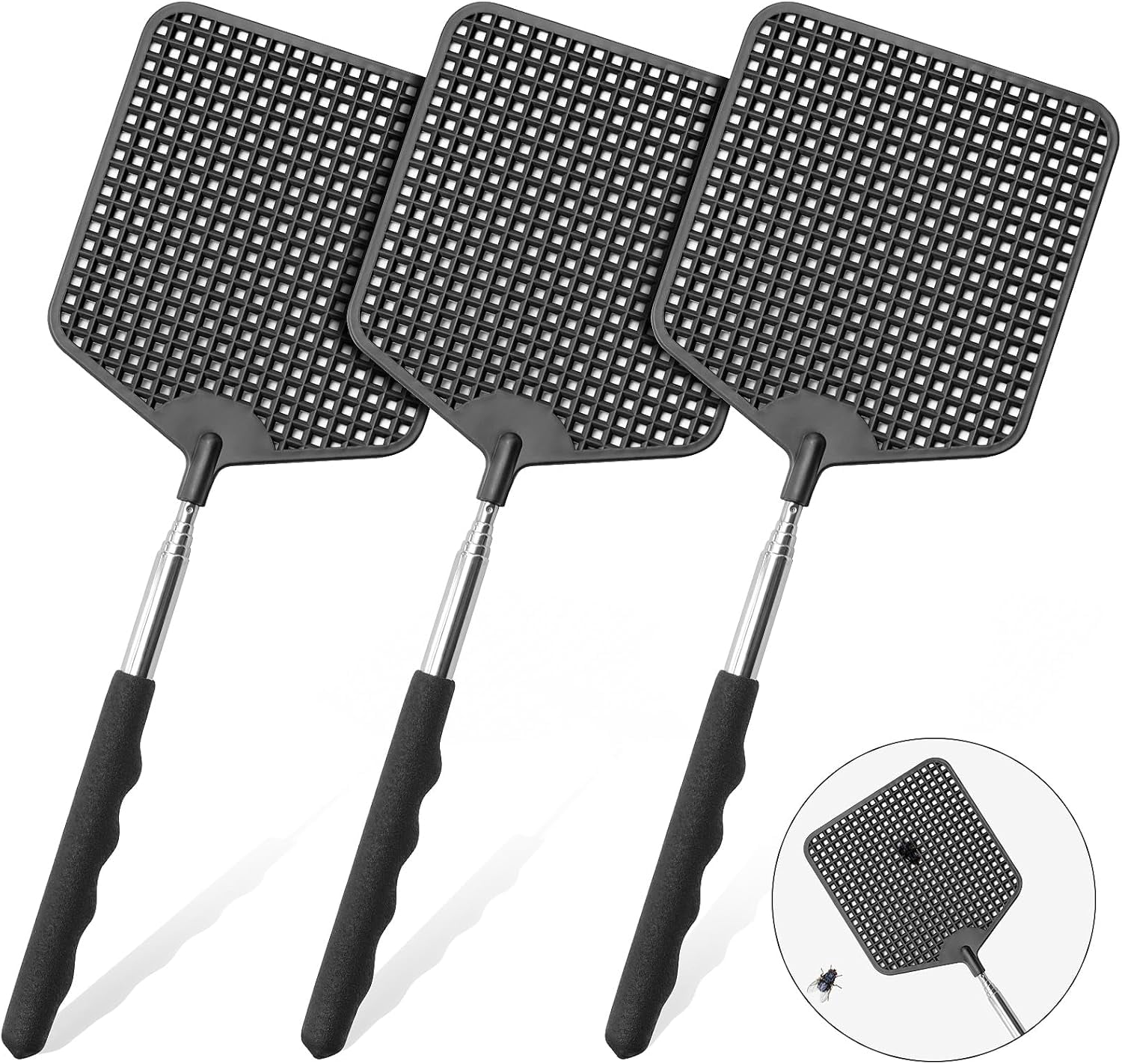 Telesco Fly Swatter 3 Pack, Premium Plastic Fly Swatter, Flyswatters ...