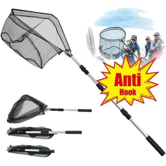 Folding Collapsible Extensible Aluminum Handle Landing Net with 190CM ...