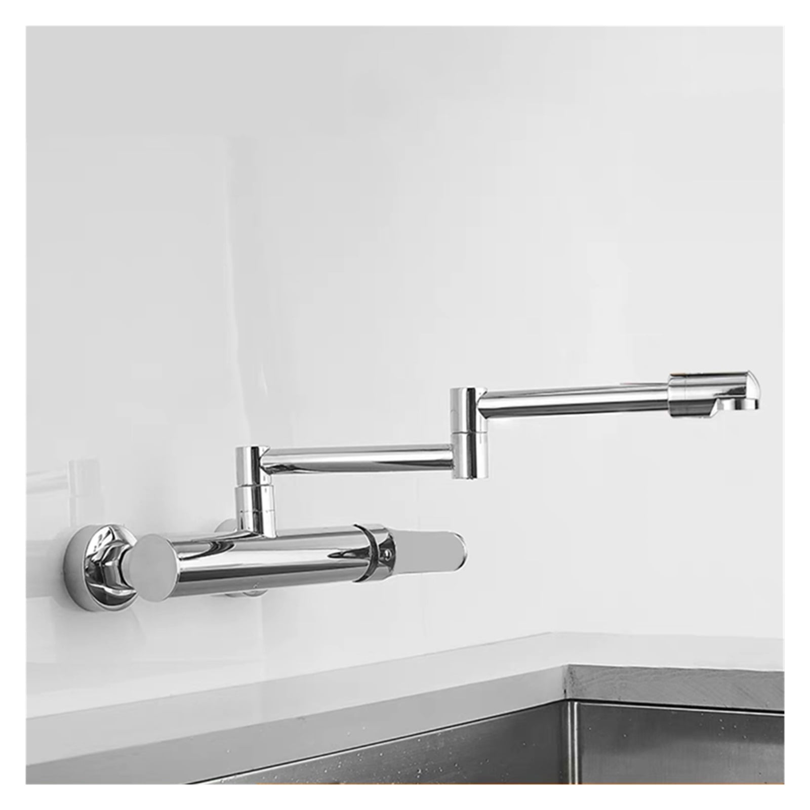 Telescopic Folding Kitchen Faucets Black Brass 360 Rotate Wall Mounted ...