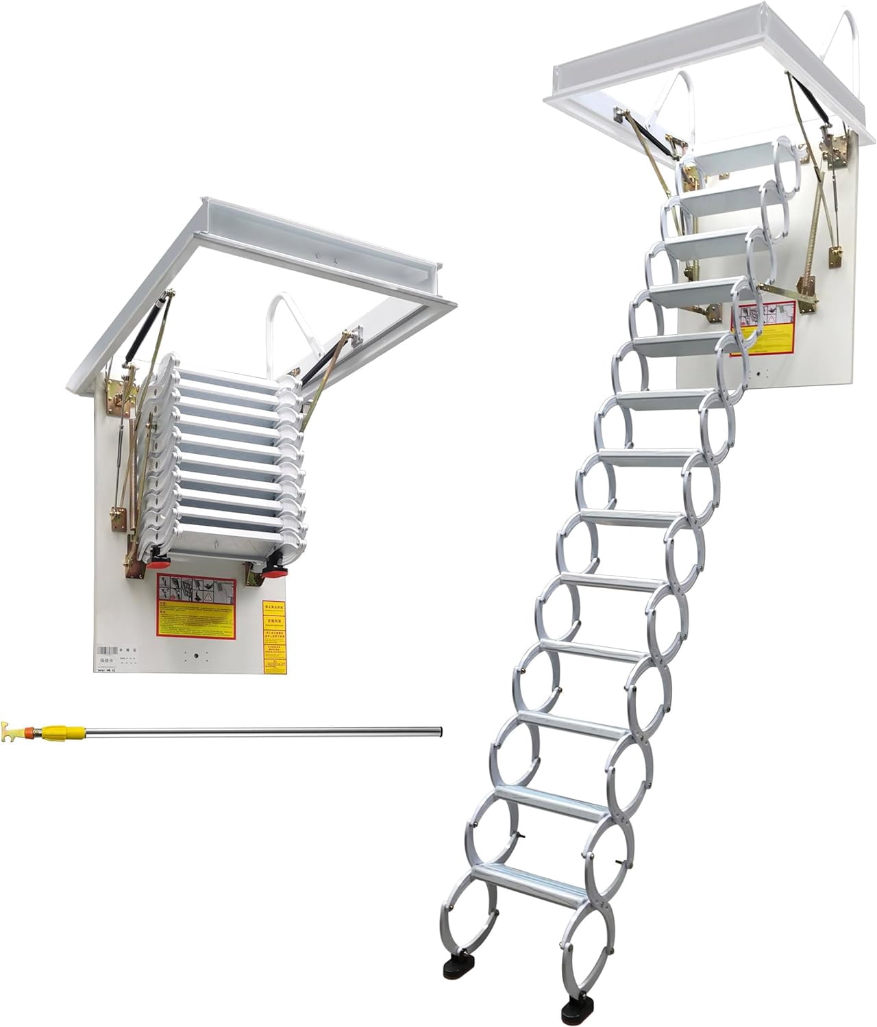 Telescopic Folding Ladder 3.2M All-White Hidden Titanium Magnesium ...