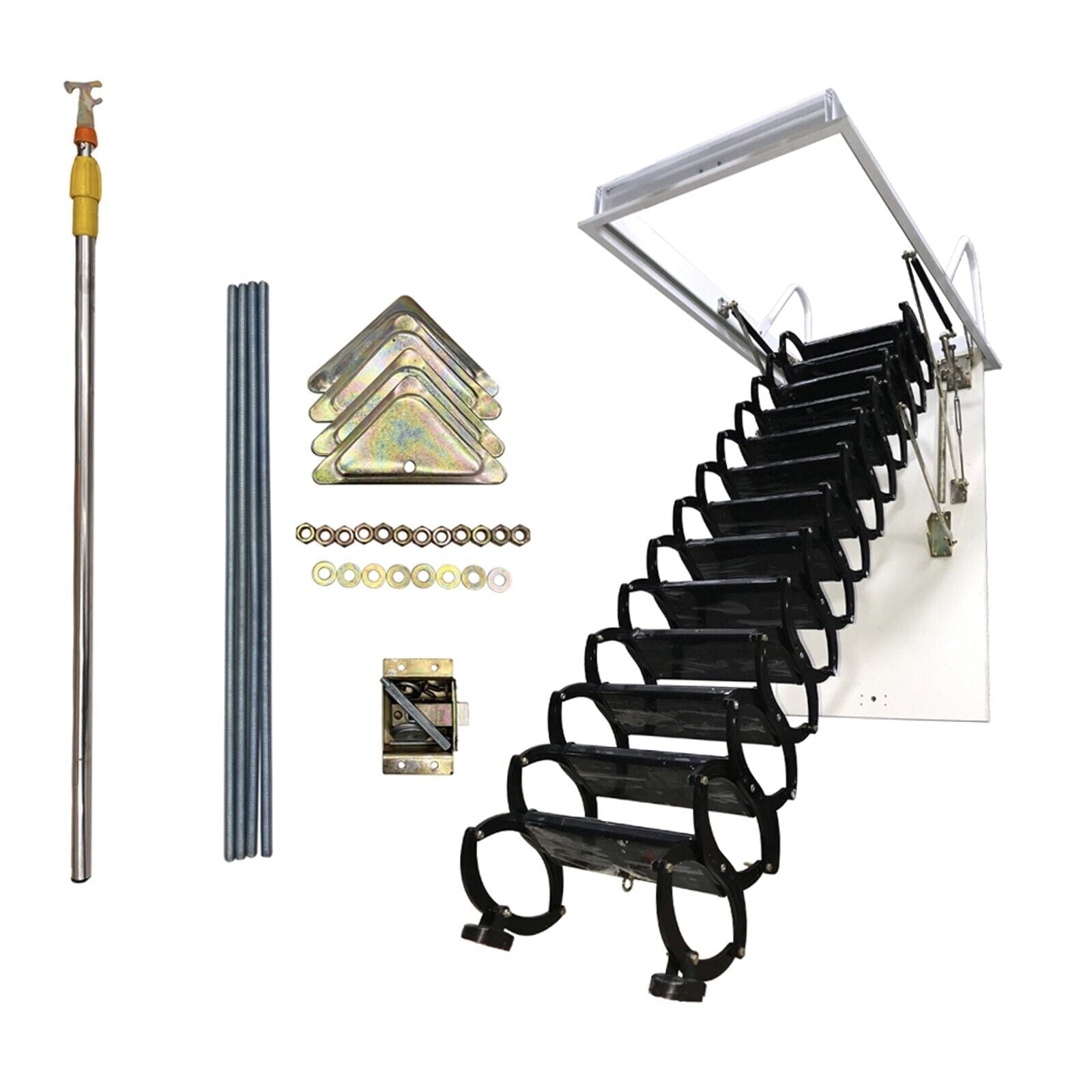 Telescopic Folding Ladder Hidden Black Aluminum Magnesium 13 Floors 3 ...