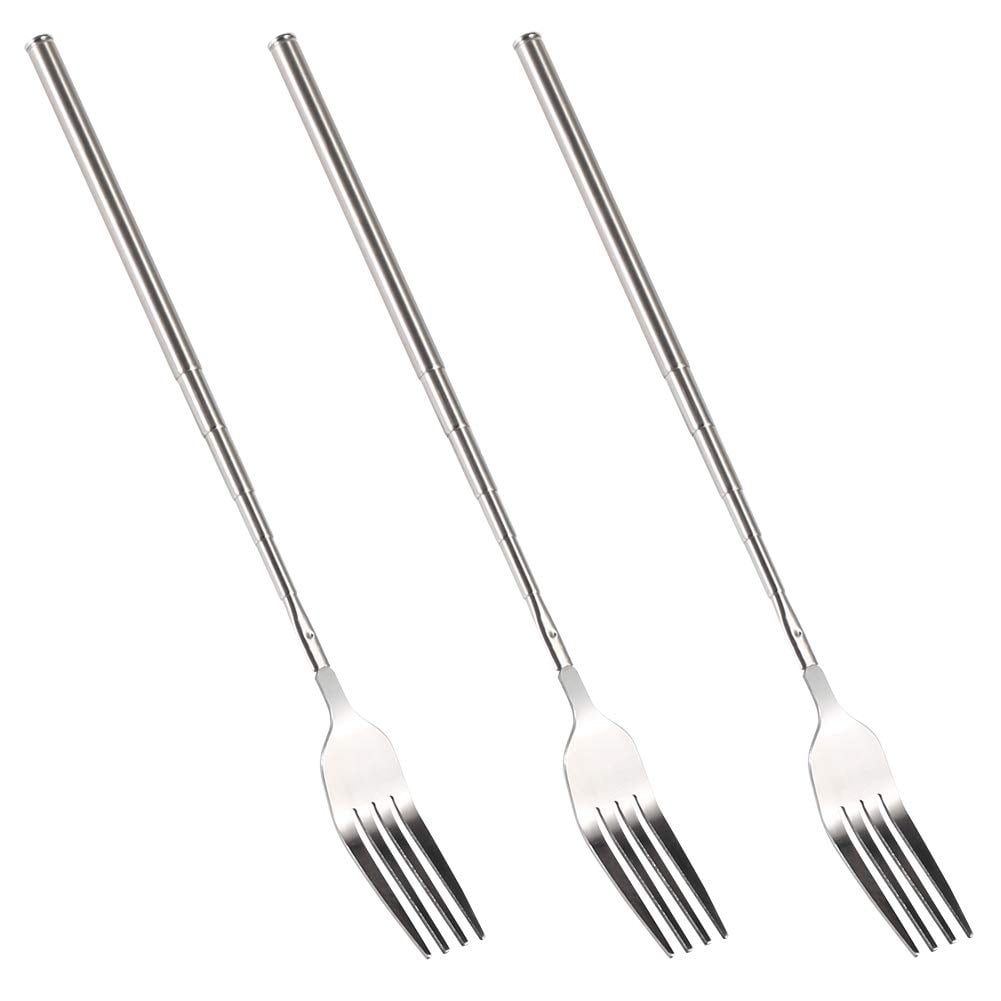 Telescopic Fork, 3PCS Stainless Steel Extendable Long Handle Fork BBQ ...