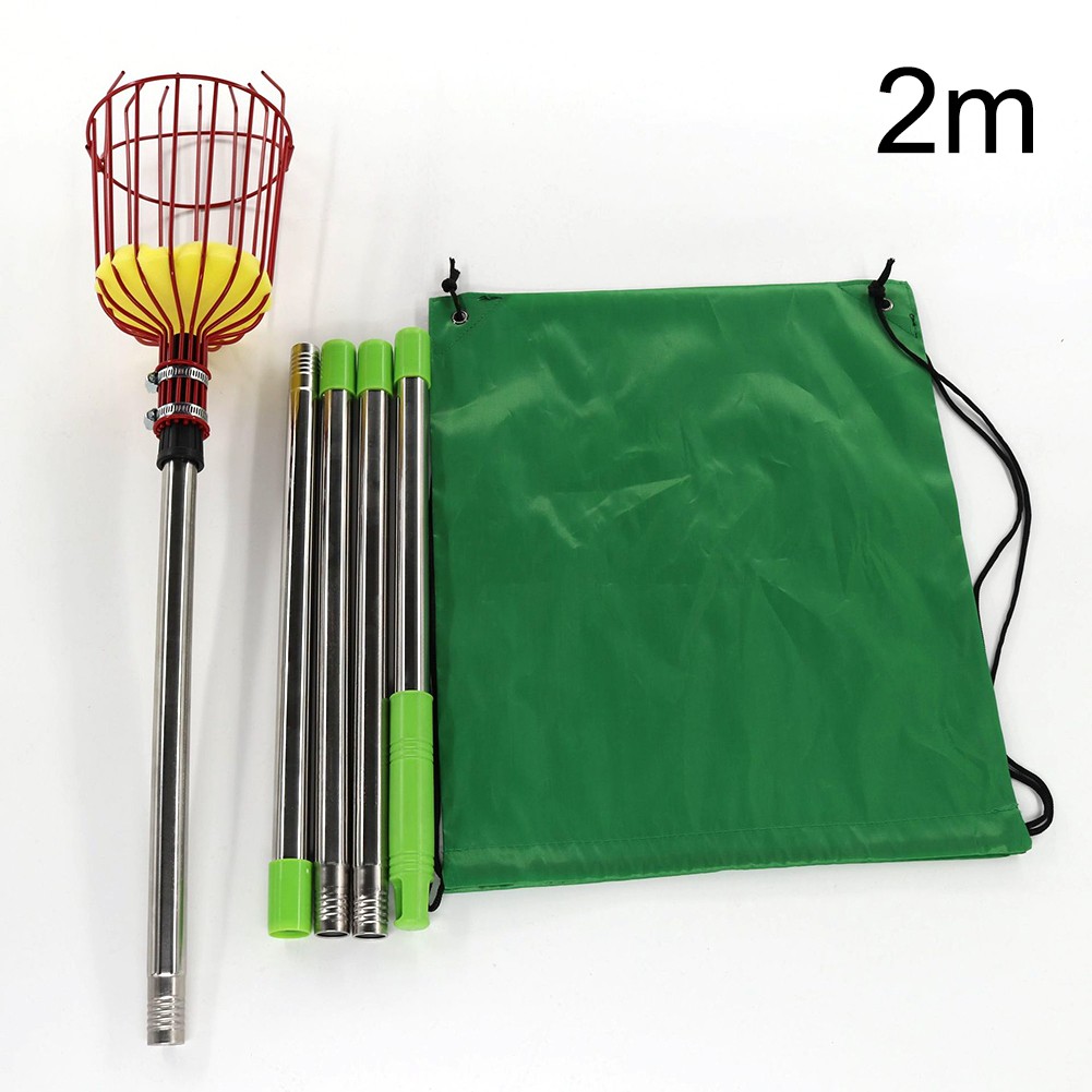 Telescopic Fruit Picker With Stainless Steel Pole, Basket And Cloth Bag ...