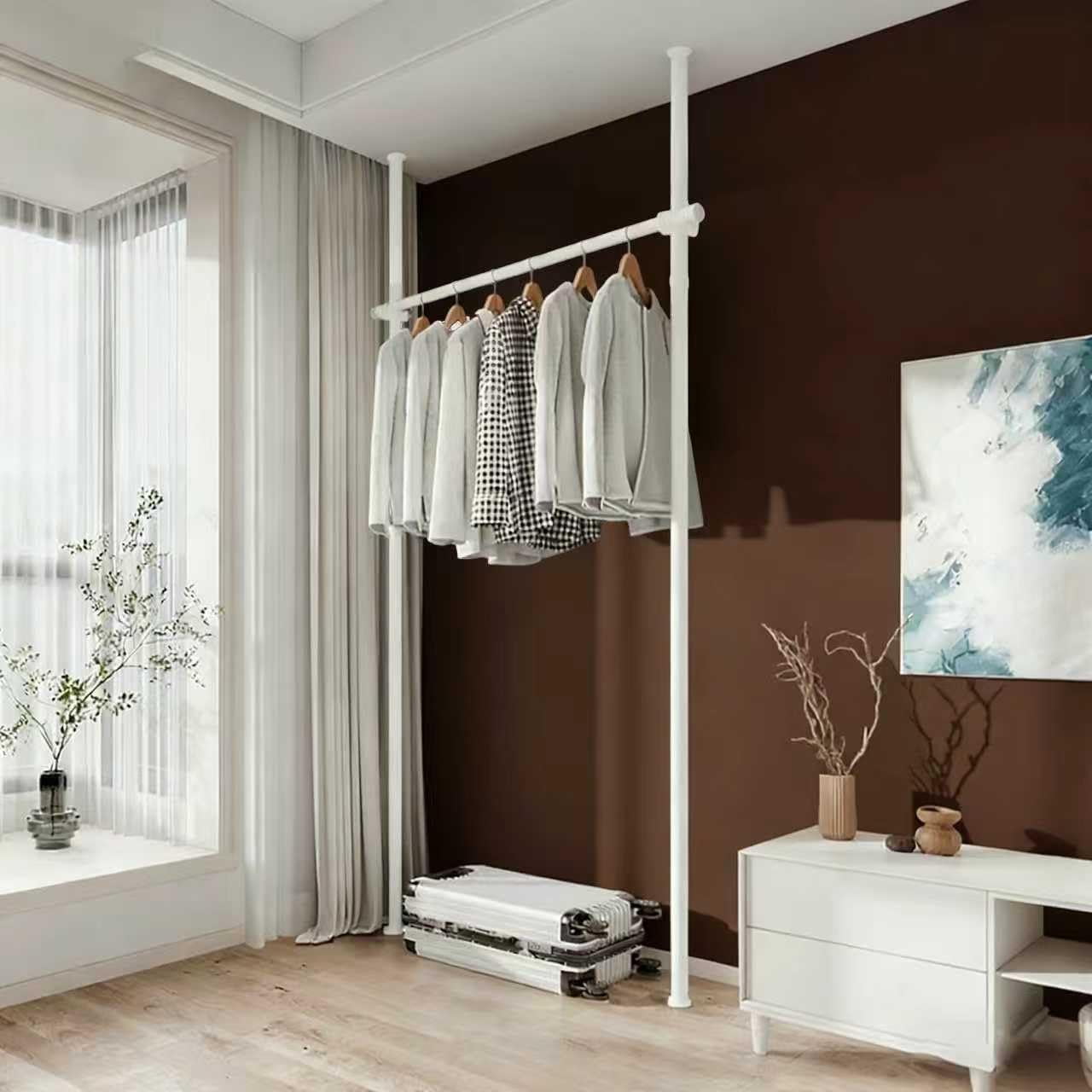 Telescopic Garment Rack Room Divider Partition Curtain Rod – Heavy Duty ...