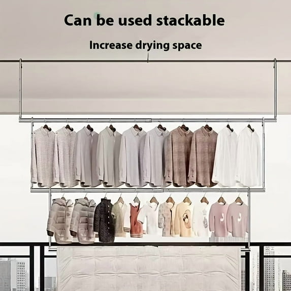 Telescopic Garment Rack - Rustproof Stainless Steel Clothesline With ...