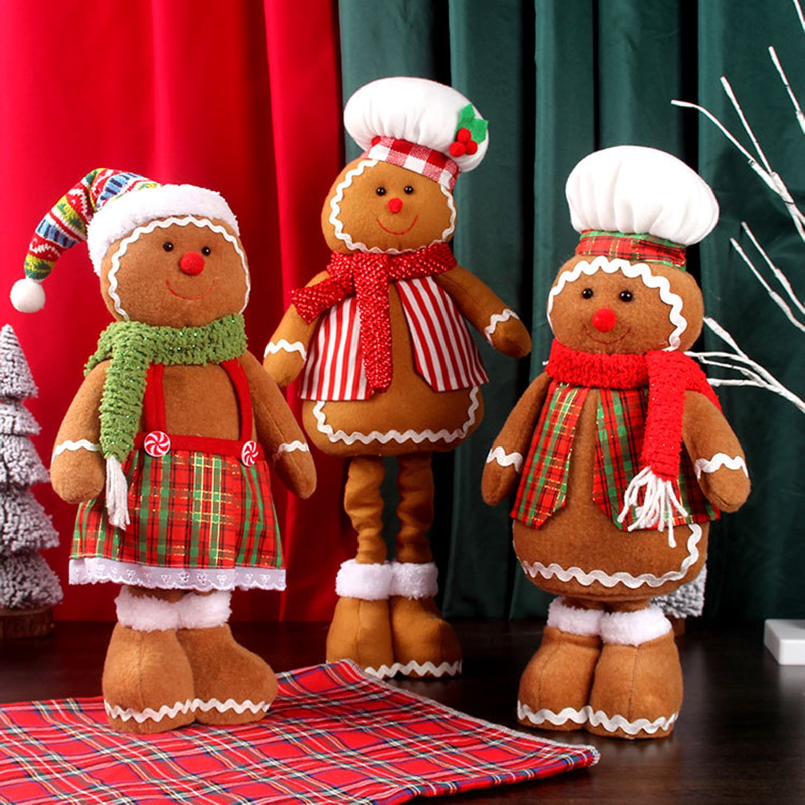 Telescopic Gingerbread Man Doll Standing Gingerbread Man Plush Doll ...