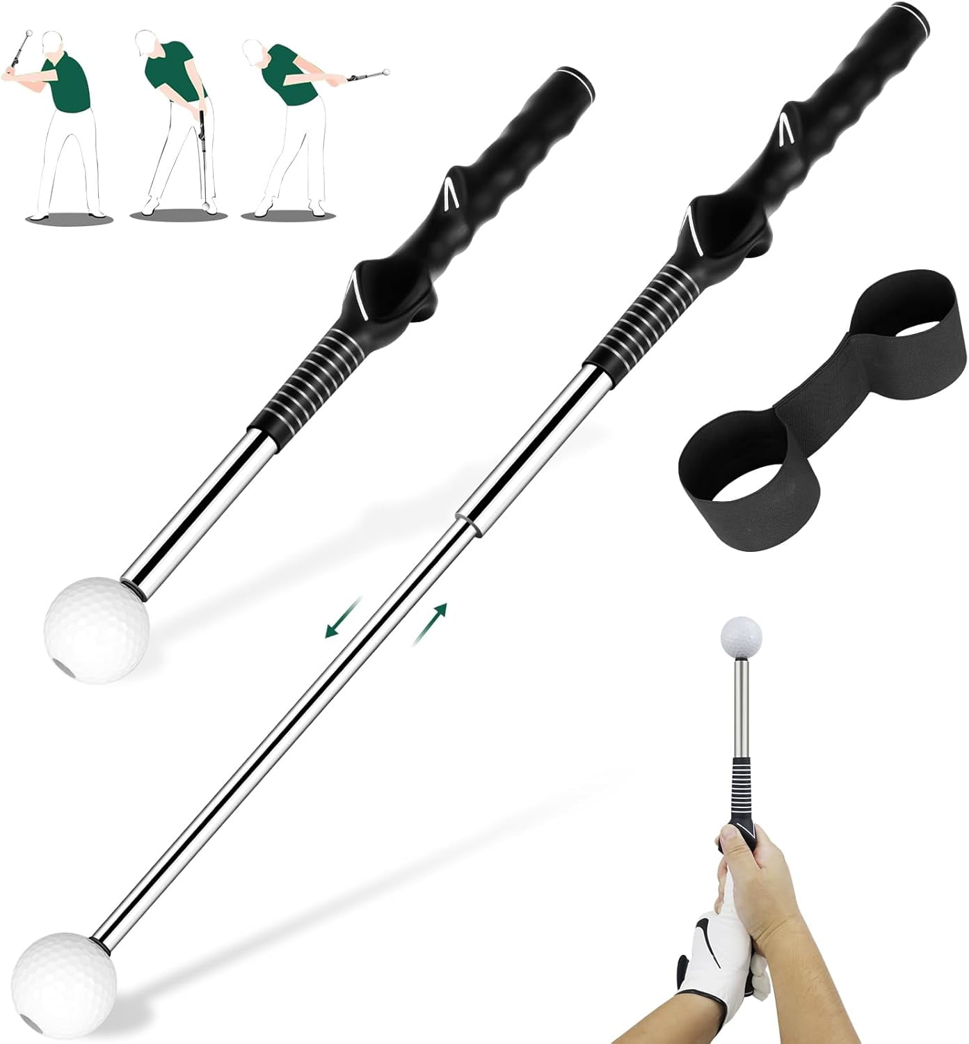 Telescopic Golf Swing Trainer - Retractable Click Club Trainer for ...