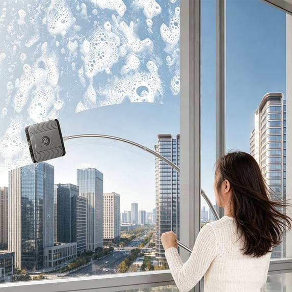 Telescopic High Window Cleaner, Rotating Head Scrub Tool with Sponge ...