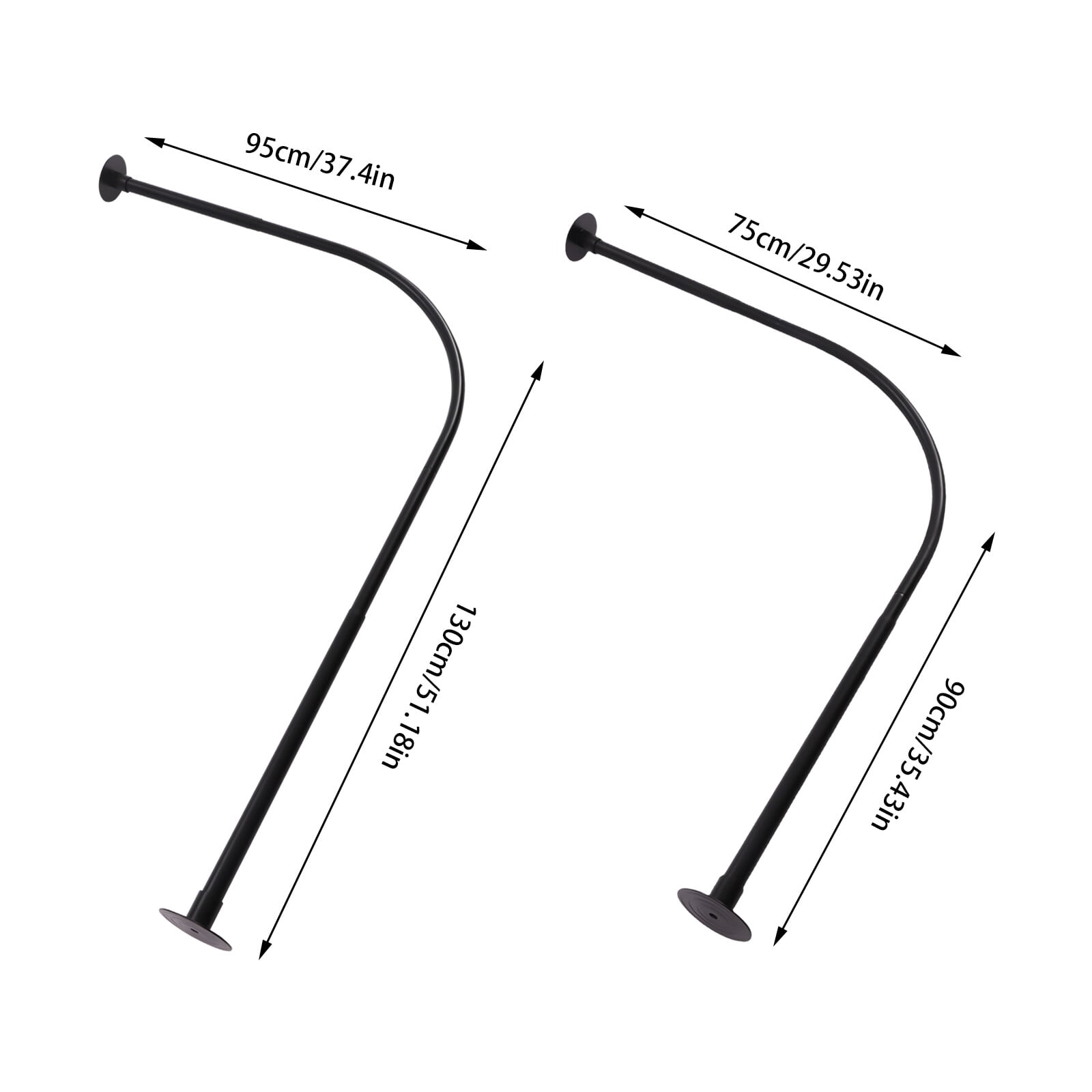 Telescopic L-Shaped Shower Curtain Rod Bathroom Bathtub Corner ...