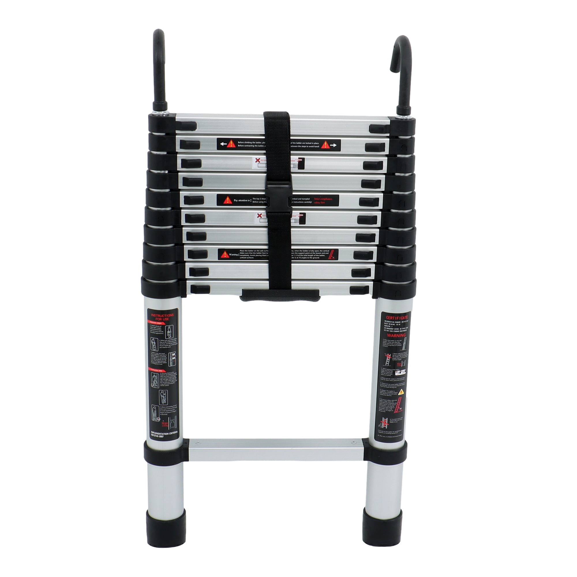 Telescopic Ladder 10.5ft with Two Hooks on Top, Independent Double ...