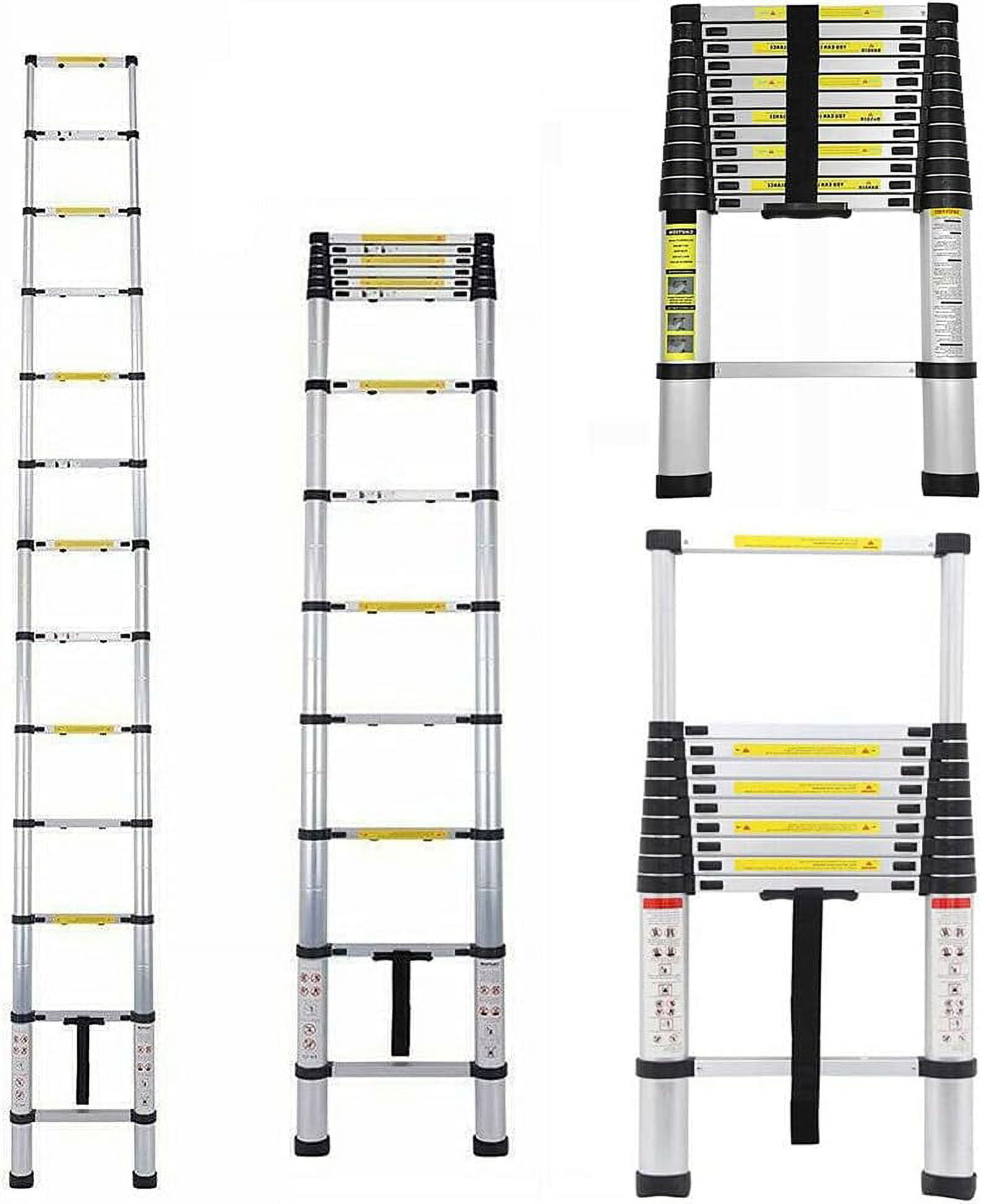 Telescopic Ladder, 12.5FT Aluminum Extended Ladder, Portable ...