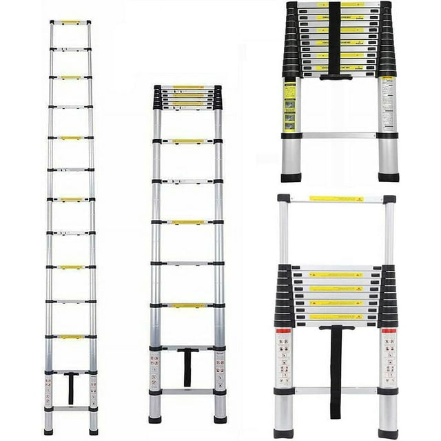 Telescopic Ladder, 12.5FT Aluminum Extended Ladder, Portable ...