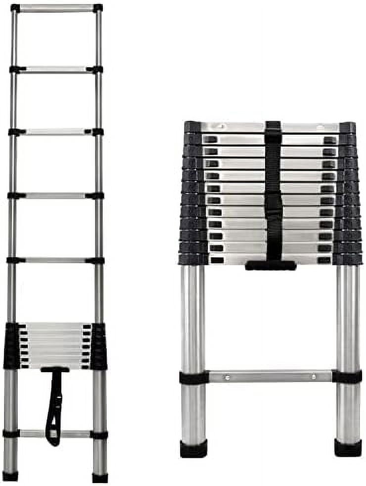 Telescopic Ladder 12.5ft Stainless Steel Extension Multi-Purpose ...