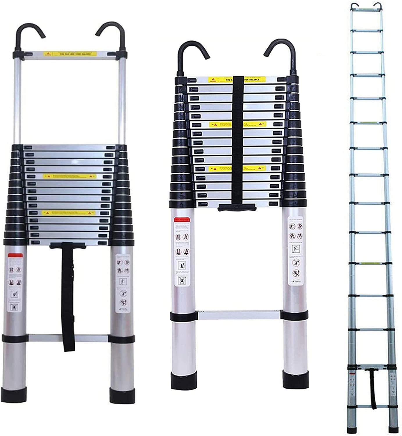 Telescopic Ladder 20.34 ft Extension Ladder with Detachable Hook Heavy ...
