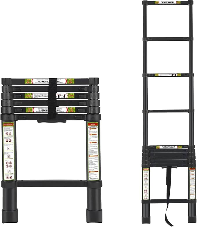 Telescopic Ladder, 6.5FT RIKADE Aluminum Telescoping Ladder with Non ...