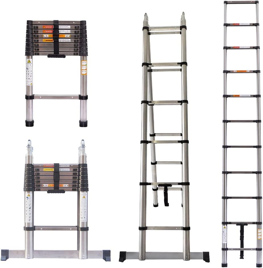 Telescopic Ladder 8.5ft Multi-Purpose Telescoping Folding Ladder 9 ...