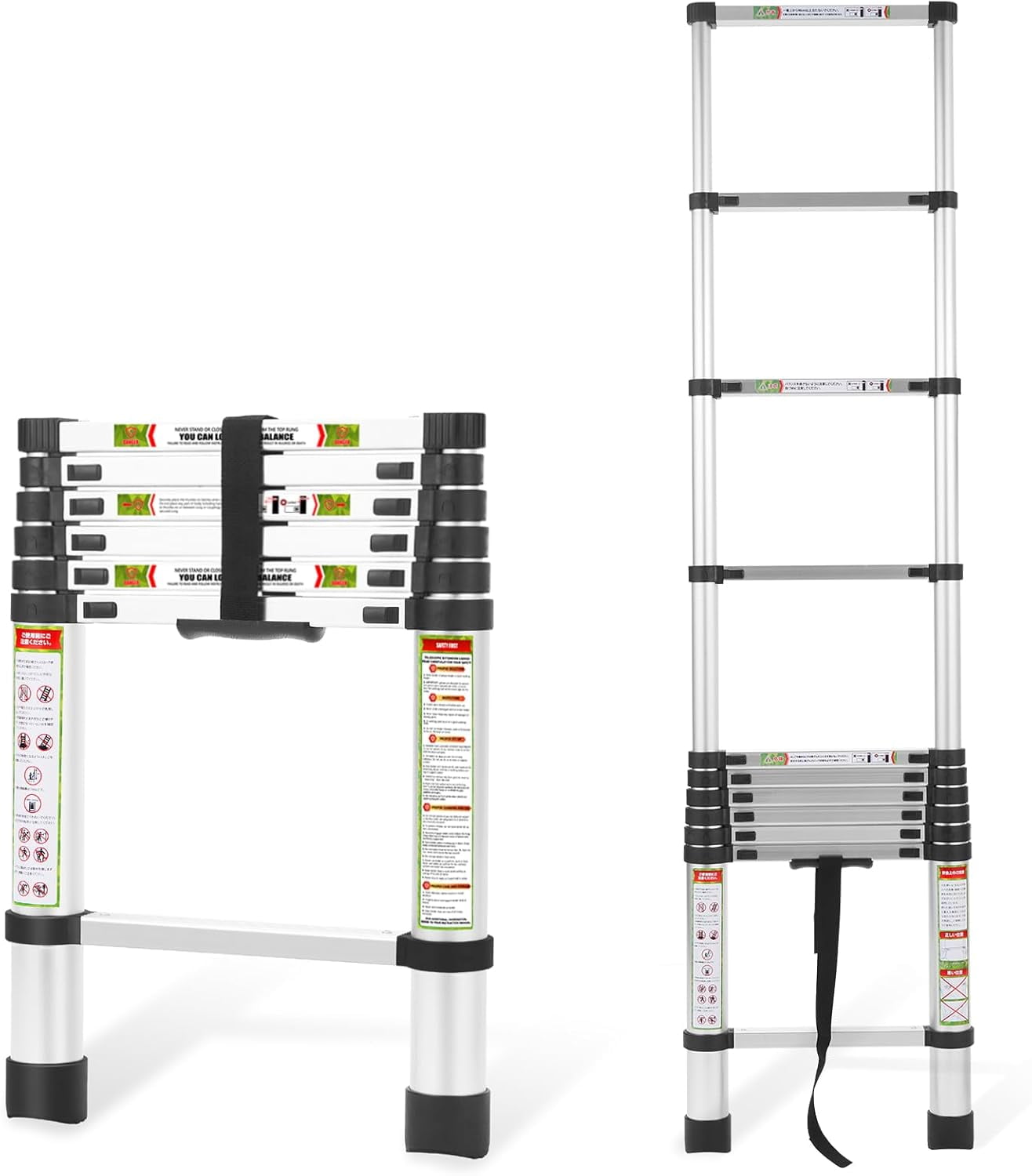 Telescopic Ladder Aluminum Telescoping Ladder with Feet Portable ...