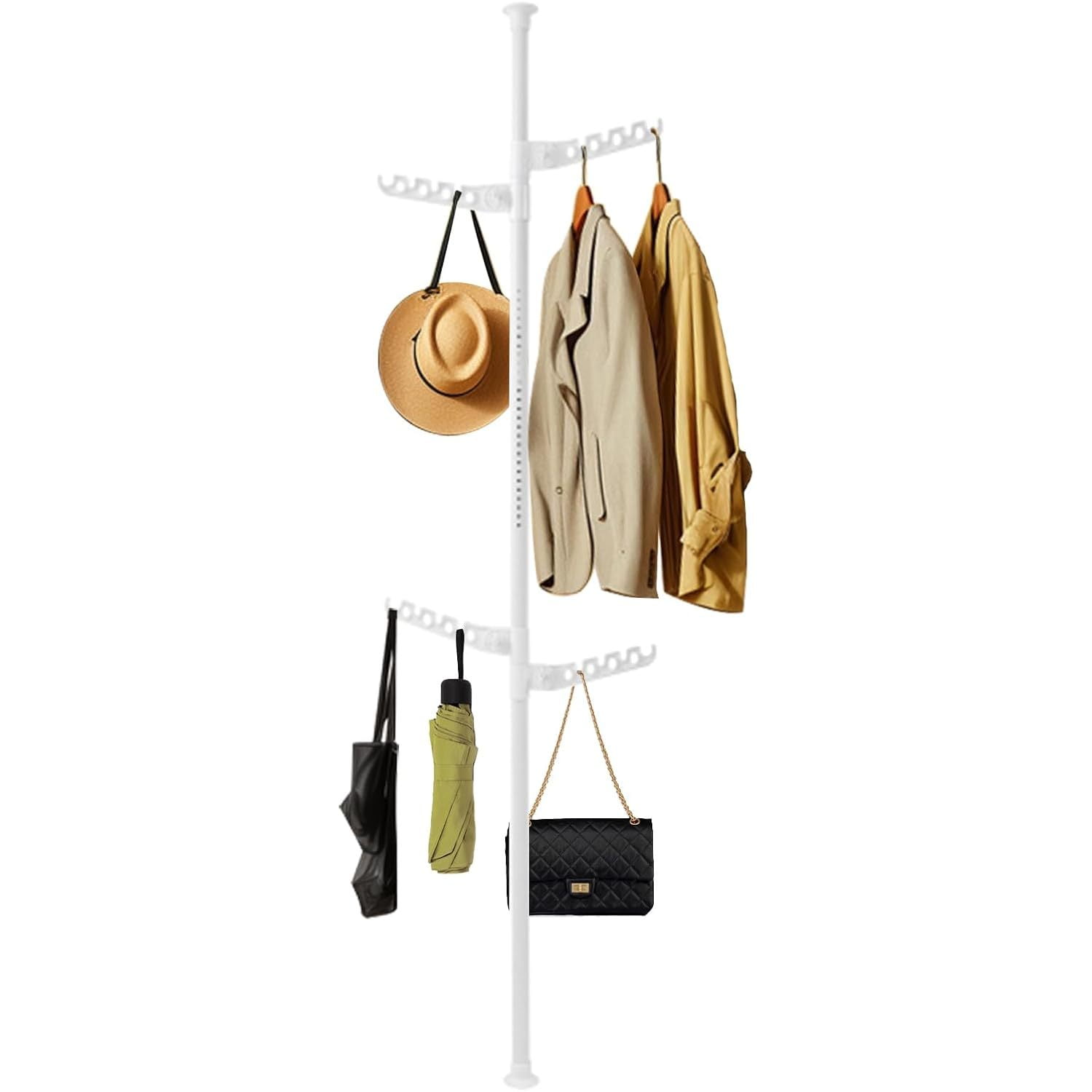 Telescopic Laundry Pole Floor-to-Ceiling Clothes Drying Rack, Metal ...