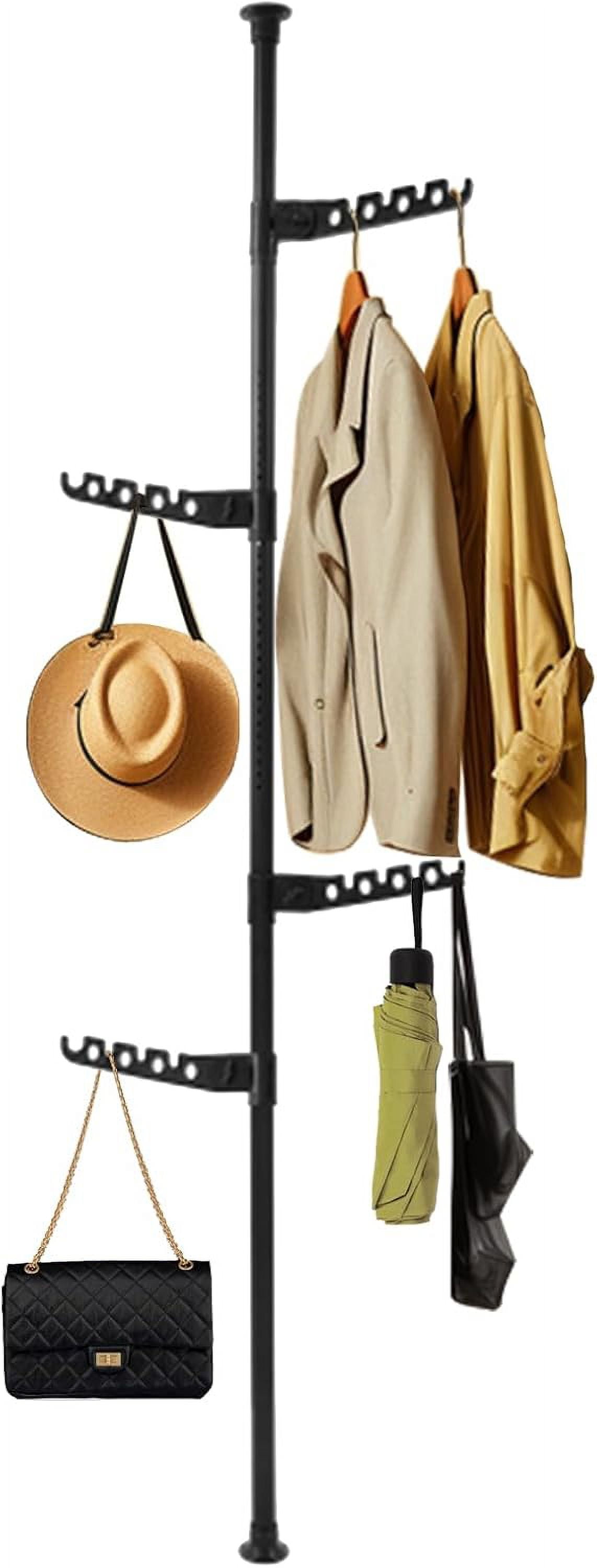 Telescopic Laundry Pole Floor-to-Ceiling Clothes Drying Rack, Metal ...