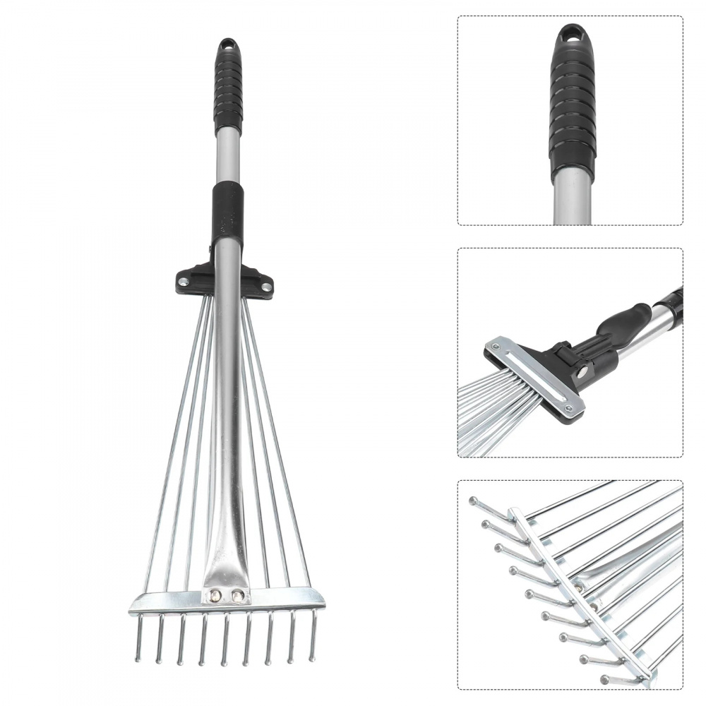 Telescopic Leaf Rake High Garden Tools Yard Work Shovel Spade Raking ...