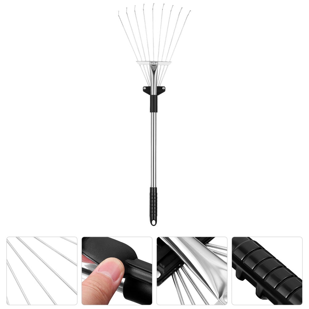Garden Rake with Stainless Steel Head for Yard Cleaning Telescopic ...