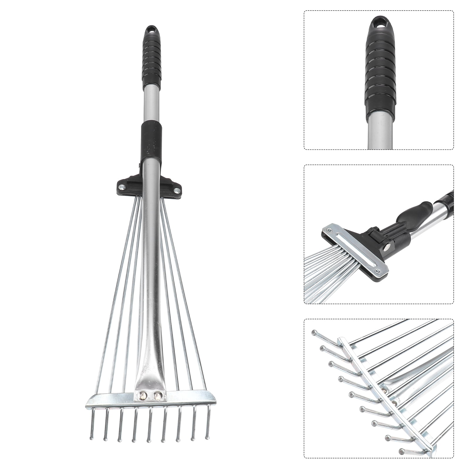 Telescopic Metal Rake Adjustable Folding Leaves Rake for Quick Clean of ...