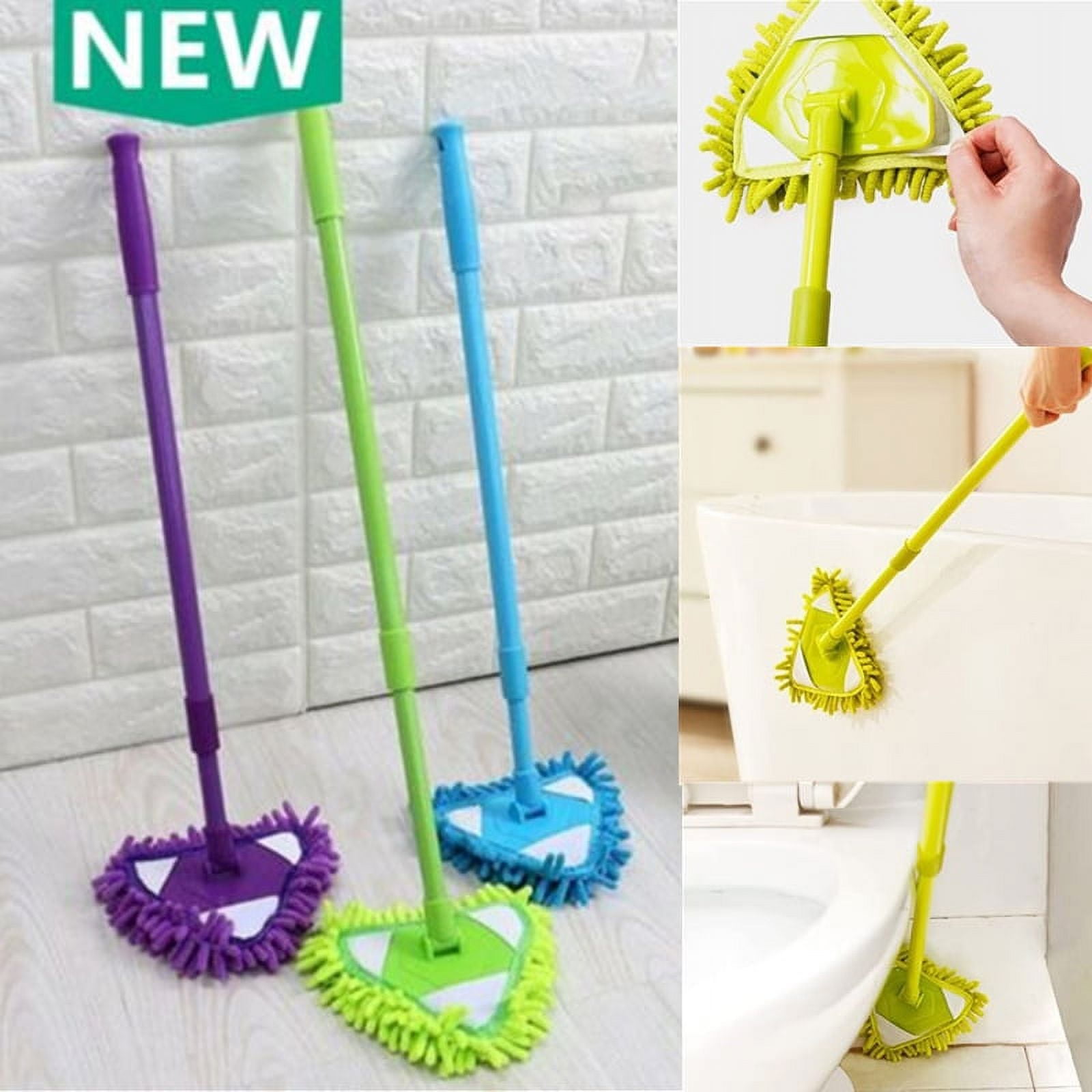 Telescopic Mini Microfiber Mop, Rotatable Triangle Lazy Cleaning Mop ...