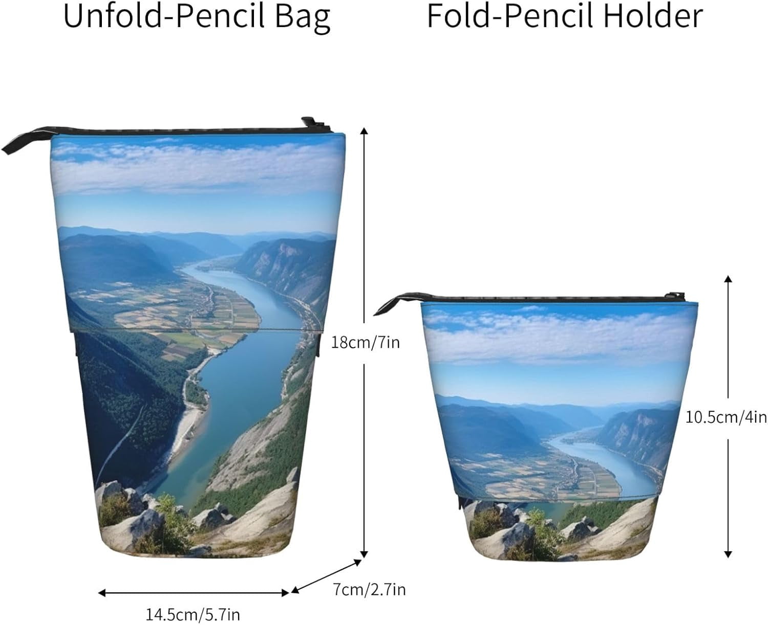 Telescopic Pencil Case Mountain And River Print Standing Pencil Case ...