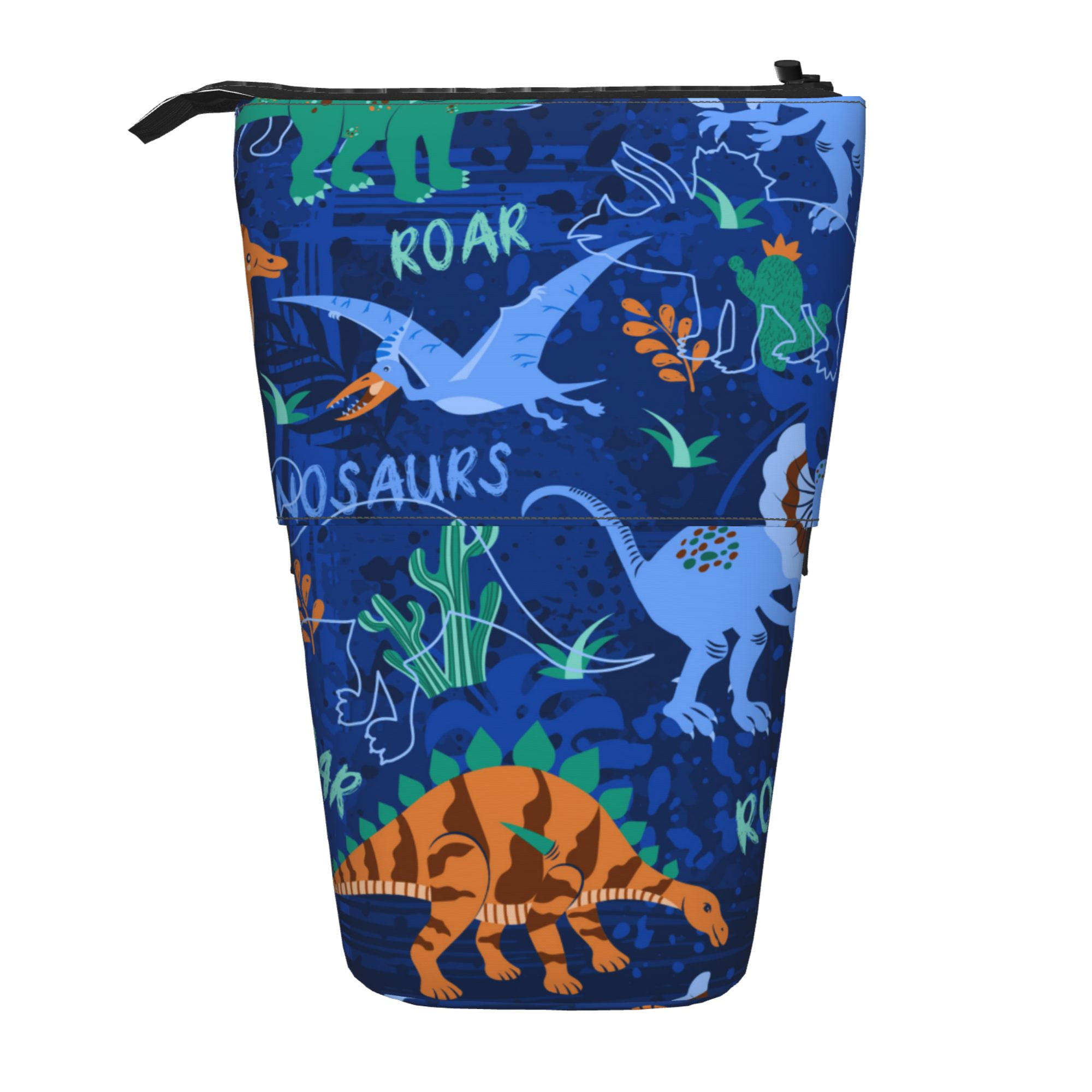 Telescopic Pencil Pouch Holder Canvas Dinosaurs Makeup Bag Cosmetics ...