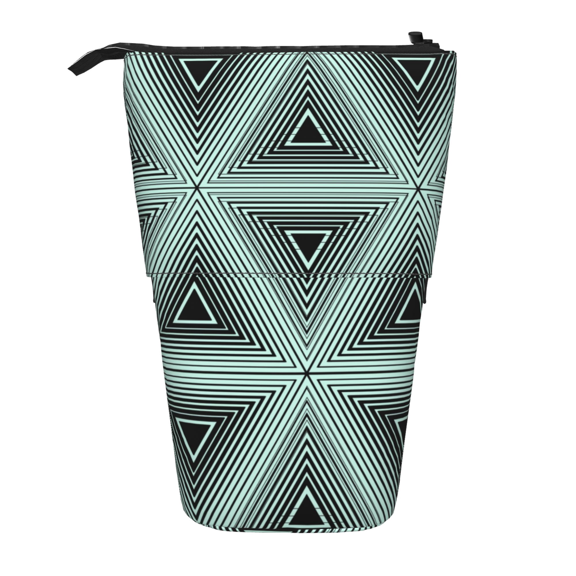 Telescopic Pencil Pouch Holder Canvas Illusion Linear Geometric Image ...