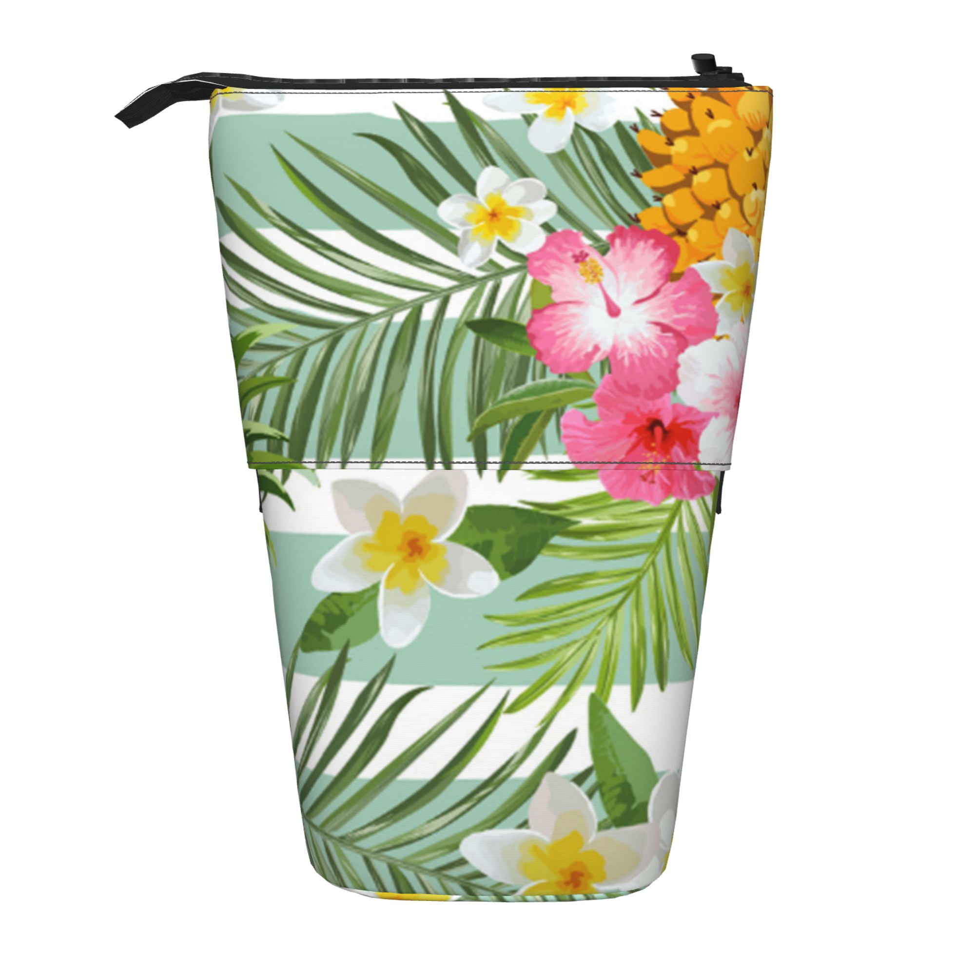 Telescopic Pencil Pouch Holder Canvas Pineapple And Tropical Plant ...
