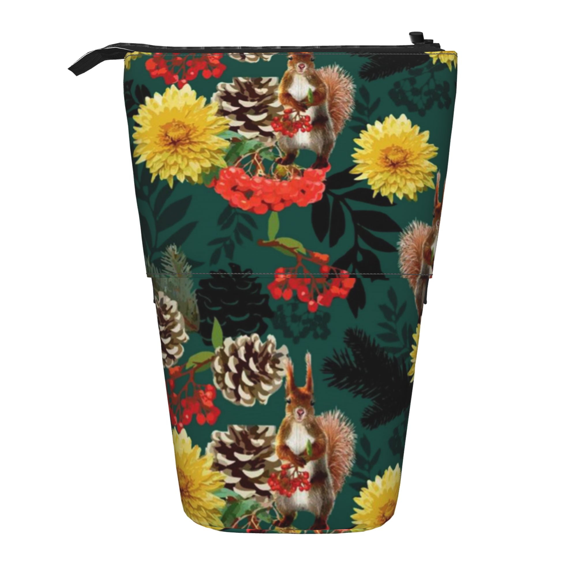 Telescopic Pencil Pouch Holder Canvas Squirrel Pine Cone Makeup Bag ...