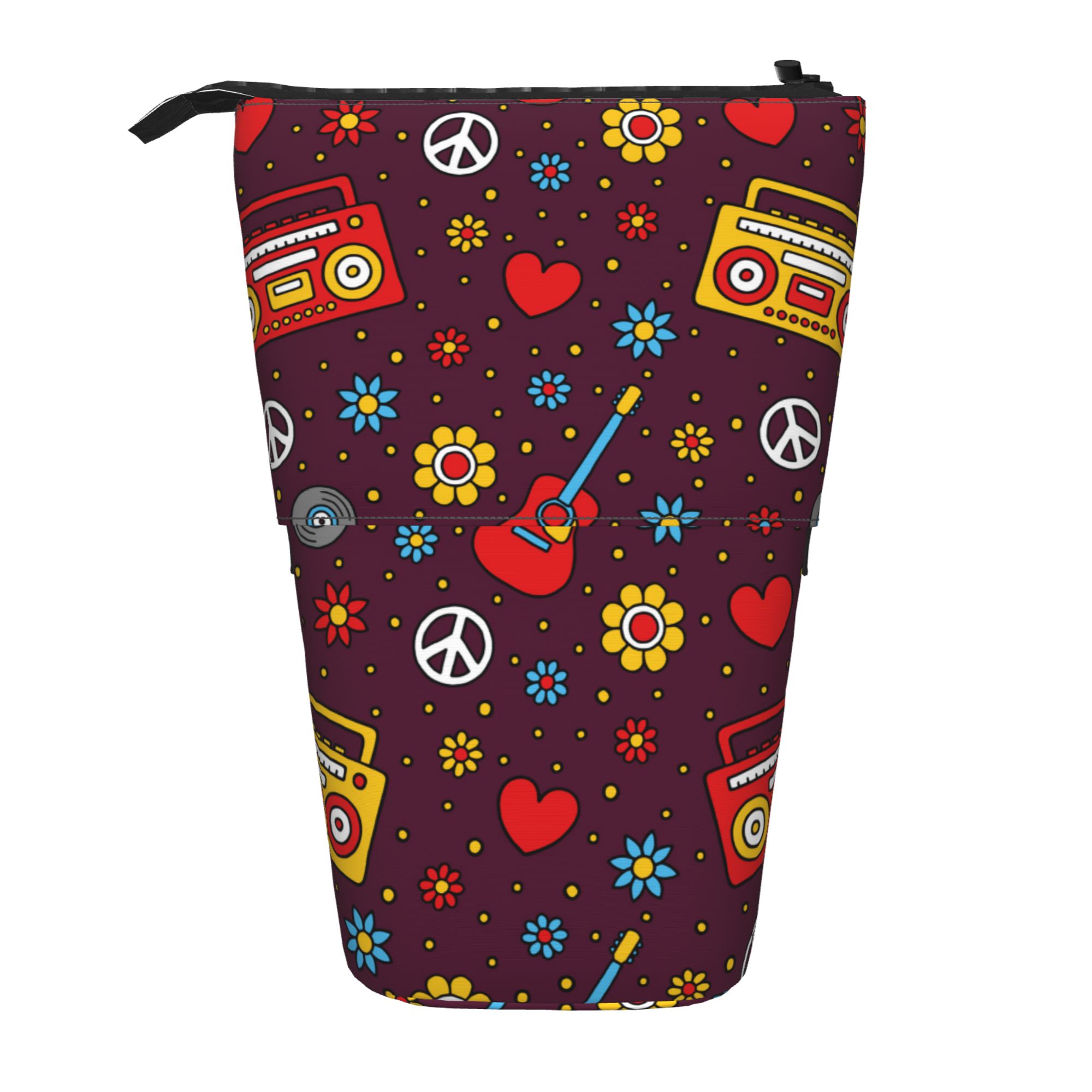 Telescopic Pencil Pouch Holder Canvas Vintage Radio And Guitar Makeup ...