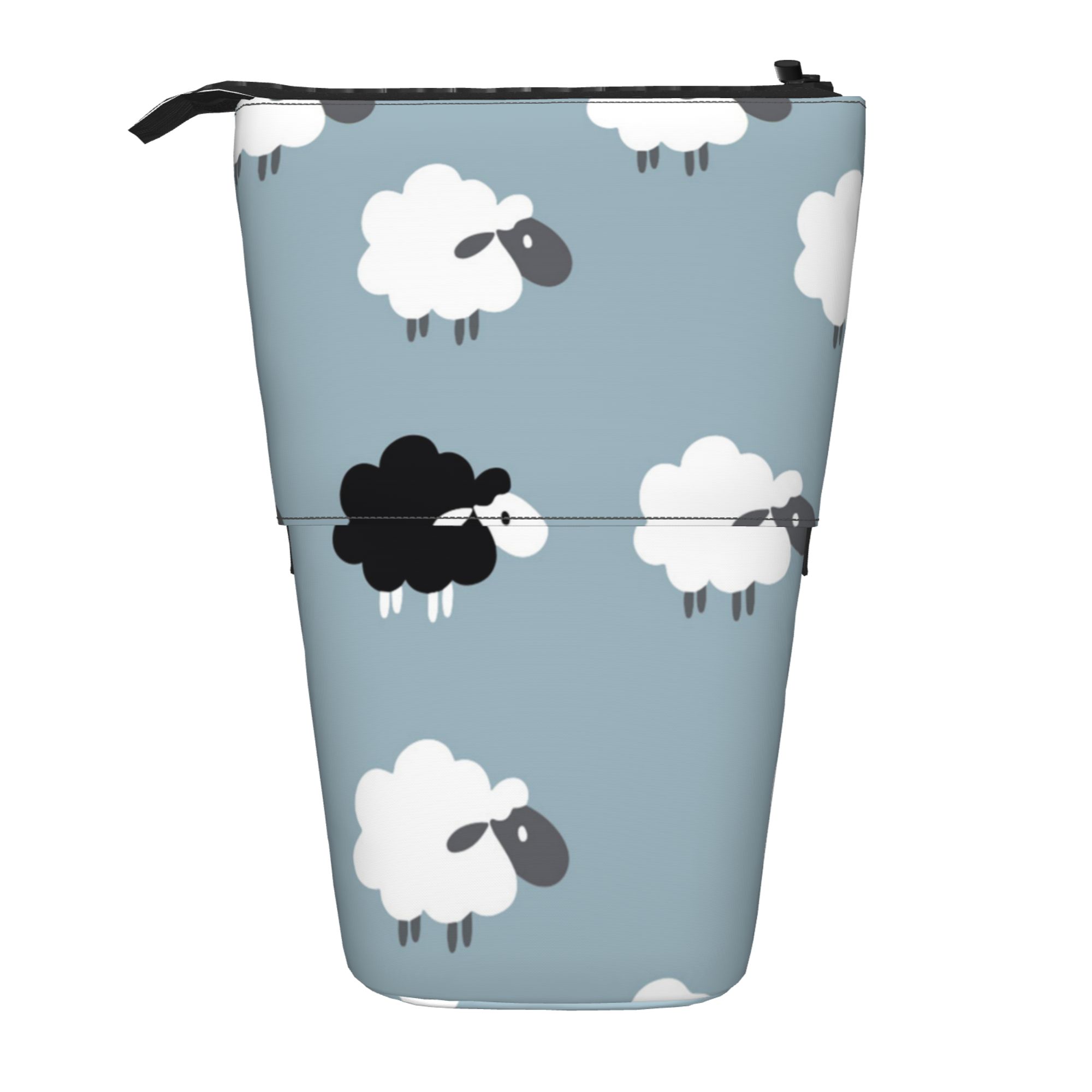 Telescopic Pencil Pouch Holder Canvas White Black Cartoon Sheep Pattern ...